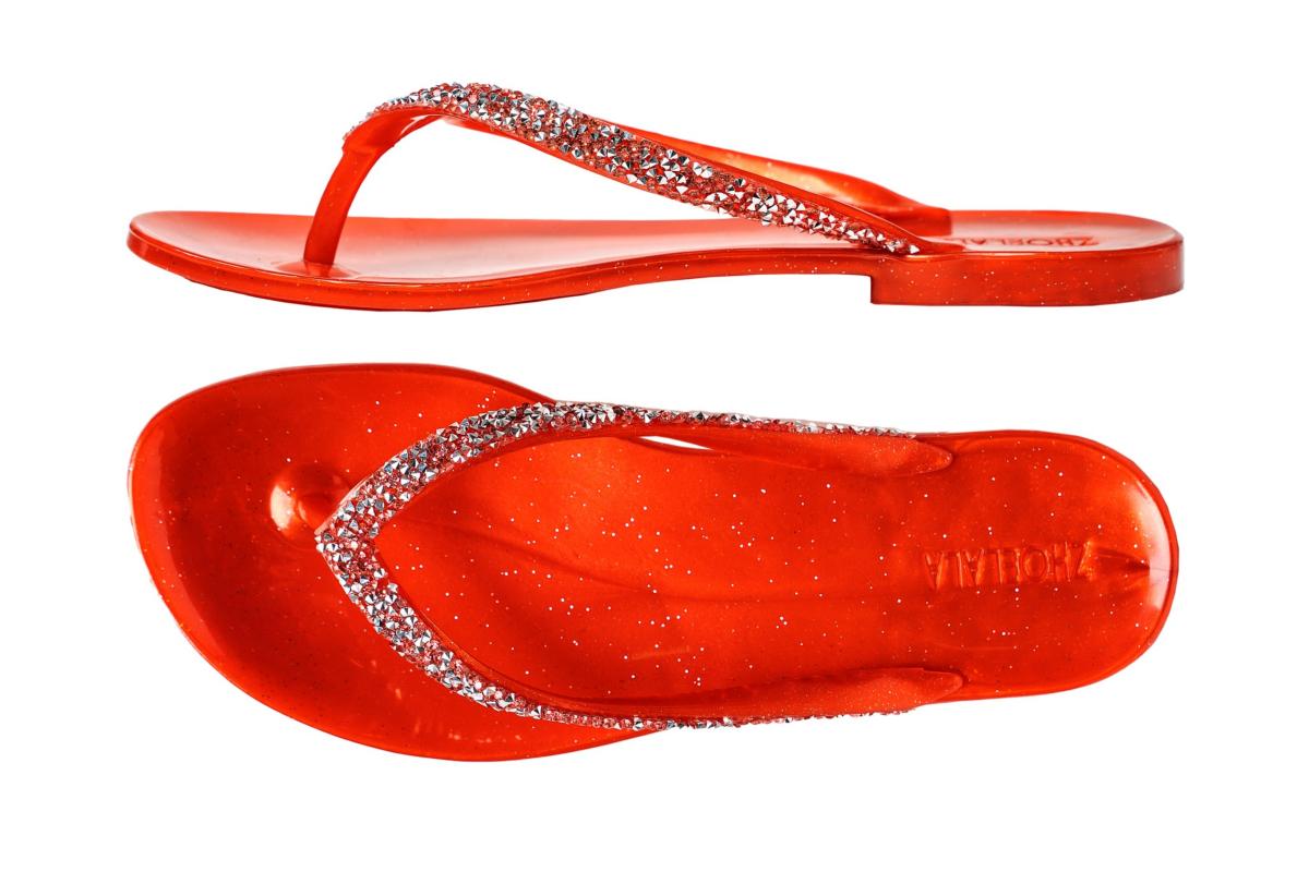 Tongs Chic Halo Rouge Pailleté| Shoela